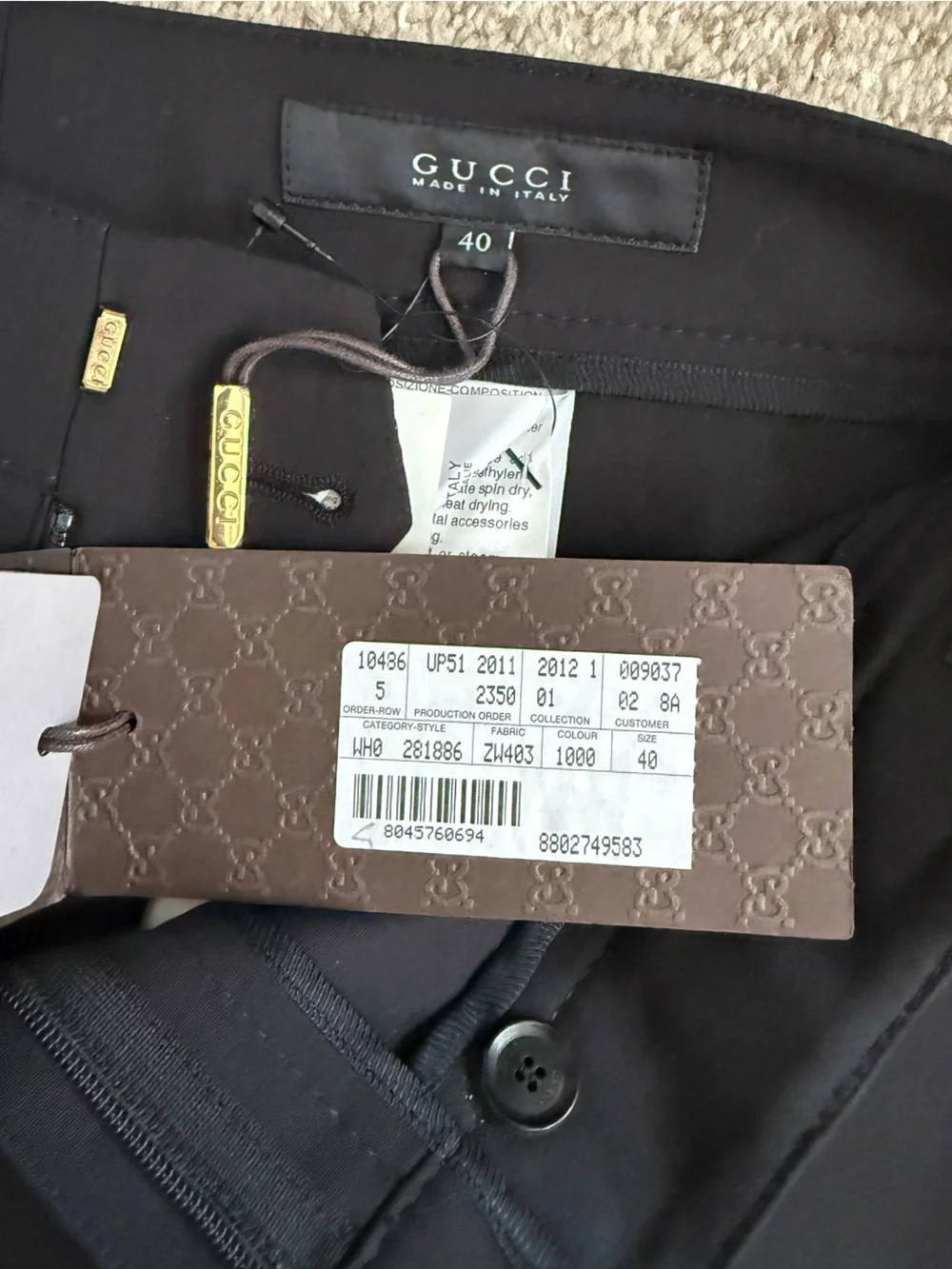 Gucci | Pants & Jumpsuits | Gucci Black Dress Pants With Gold Logo Tabs ...